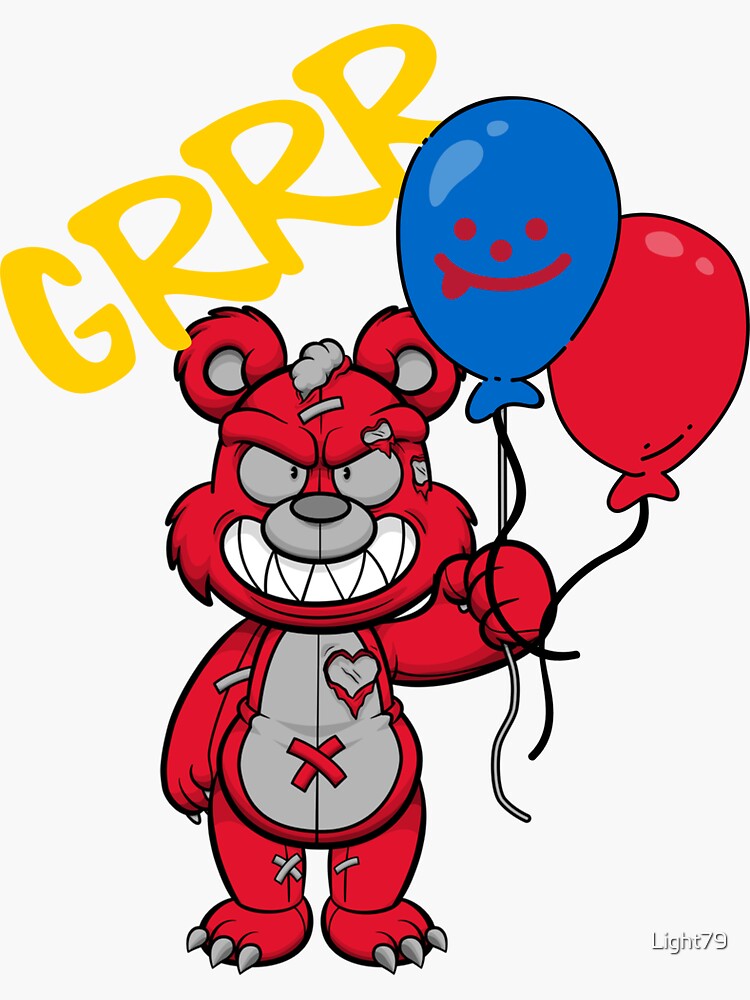 "Grrr Angry Bear with balloons" Sticker by Light79 | Redbubble