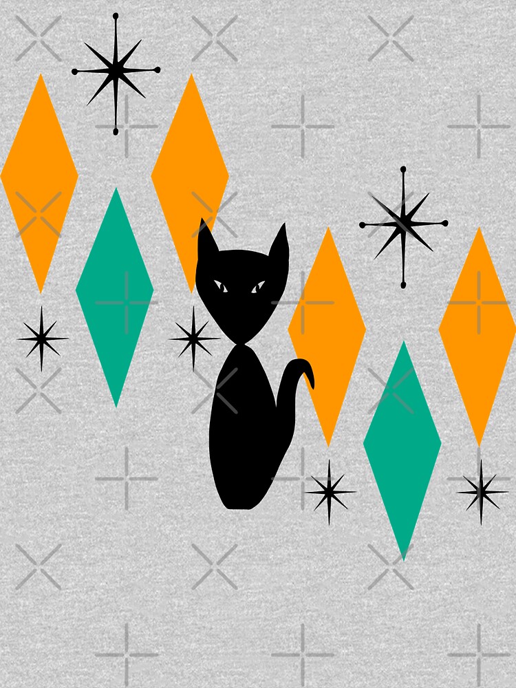 "Mid Century Modern Eames Era Cat Diamonds Starbursts" Classic T-Shirt ...