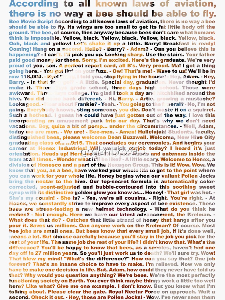 "Bee Movie Script (you can read it: Check Description For Details ...