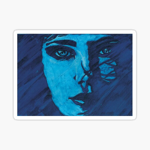 "the Blue Lady | Original Art" Sticker for Sale by honey-bloom | Redbubble