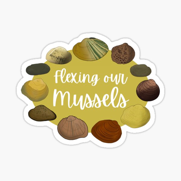 "Flexing our Mussels" Sticker for Sale by willsiej | Redbubble
