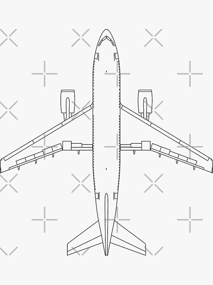 "Airbus A310 Black Line Top View" Sticker by magazinecombate | Redbubble