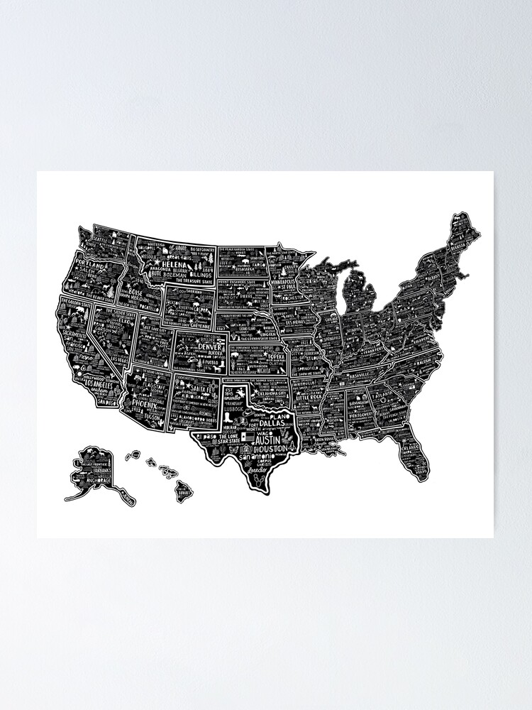 "United States Map " Poster by fiberandgloss | Redbubble