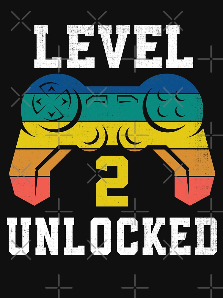 "Level 2 Unlocked, 2nd Gamer Birthday Distressed" Essential T-Shirt for ...