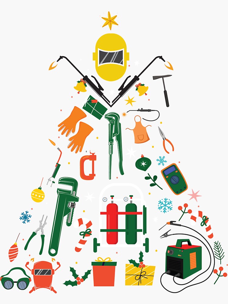 "Welder Machine Tree Funny Christmas Welder Club" Sticker for Sale by ...