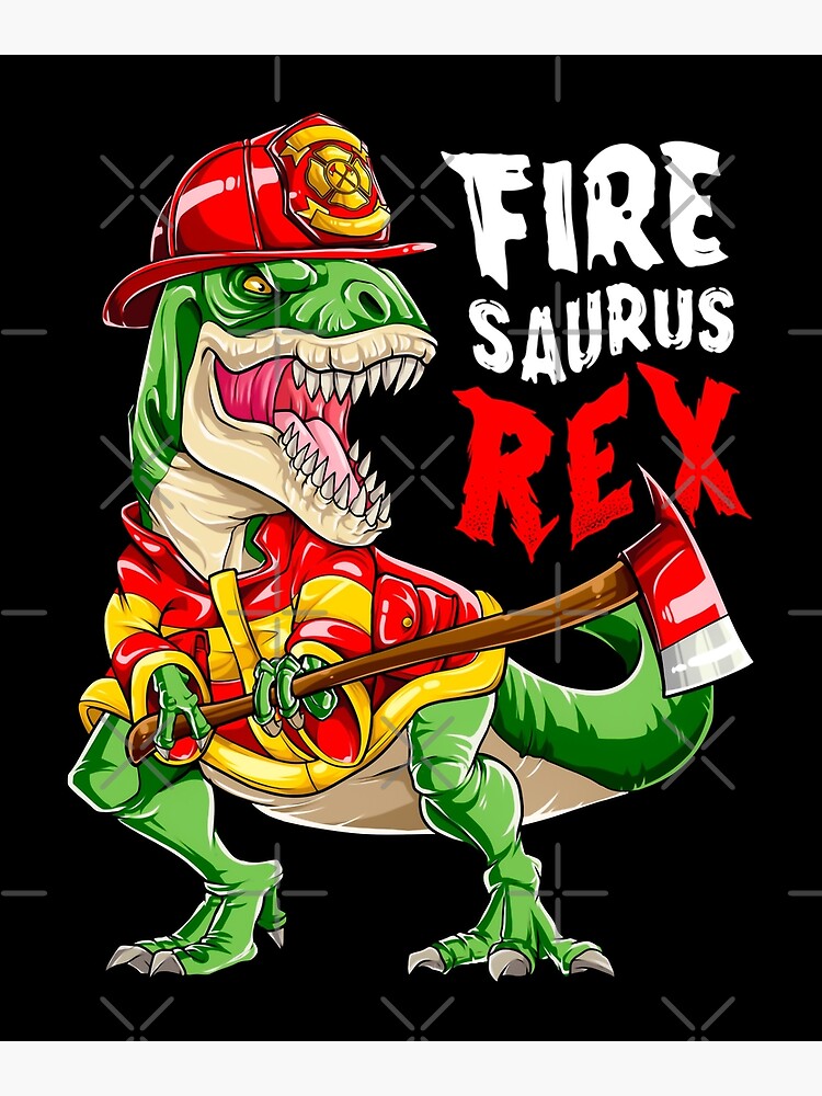 Lámina fotográfica «Orgullo trabajo dinosaurio bombero delgada línea ...