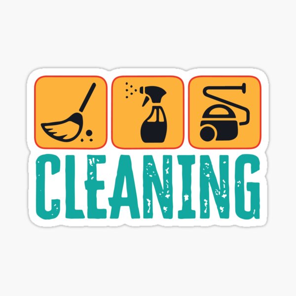"Cleaning equipment icons Declutter Uniform, Funny" Sticker for Sale by ...