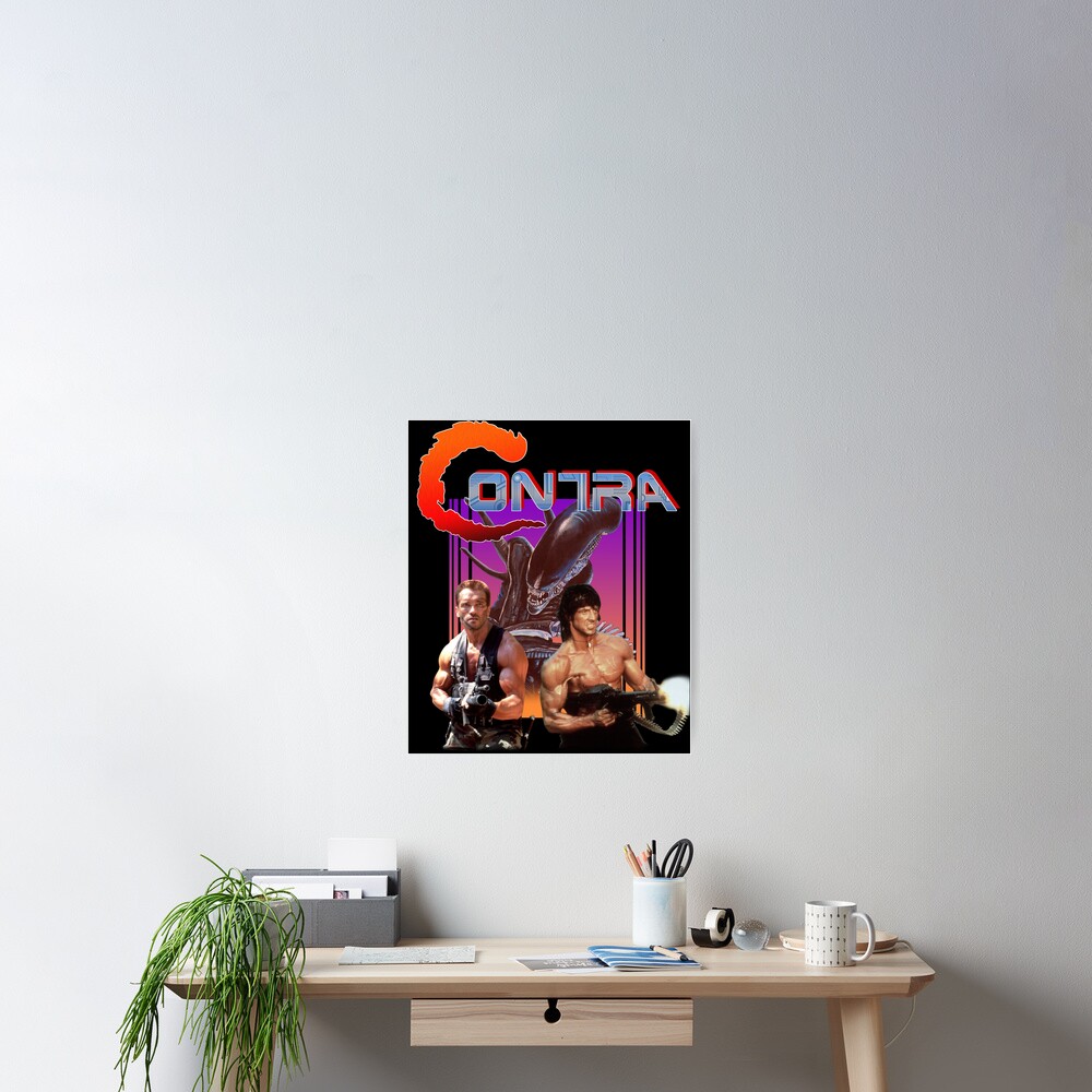 "Contra Movie Game Arnold Schwarzenegger Vs Sylvester Stallone" Poster ...