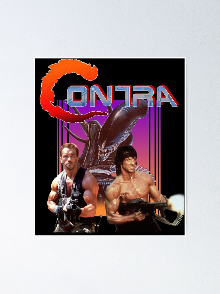 "Contra Movie Game Arnold Schwarzenegger Vs Sylvester Stallone" Poster ...