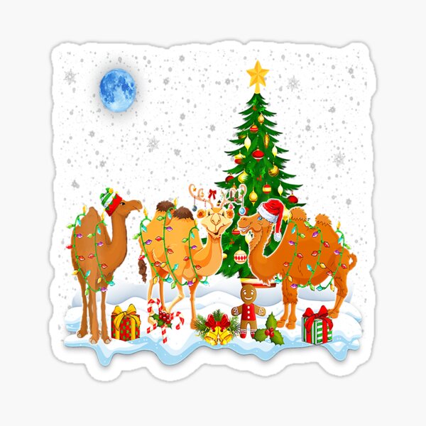 "Santa Elf Reindeer Camel Funny Christmas Lights Alpaca Lover" Sticker ...