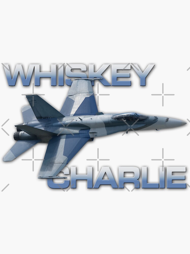 "F18 Whiskey Charlie Air Force Defense Fighter Jet " Sticker for Sale ...