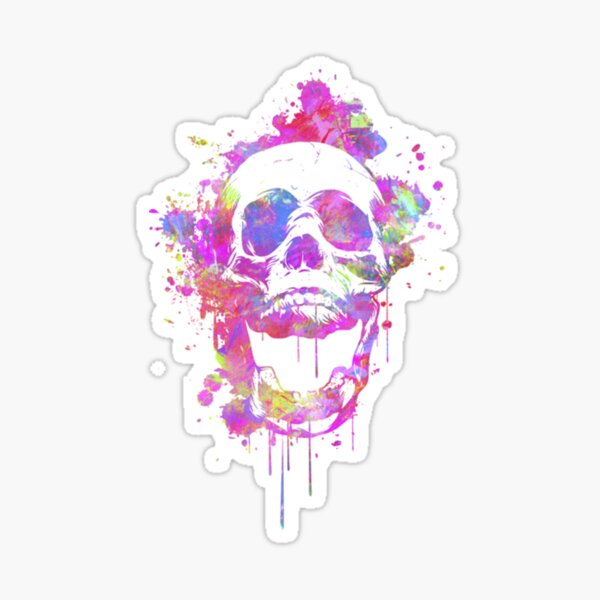 "Cool & Trendy Pink Watercolor Skull" Sticker by komardafido | Redbubble