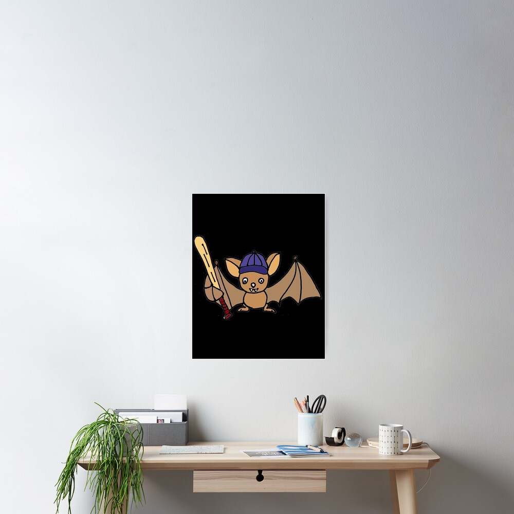 "Cool Funny Bat Holding Baseball Bat" Poster for Sale by komardafido ...