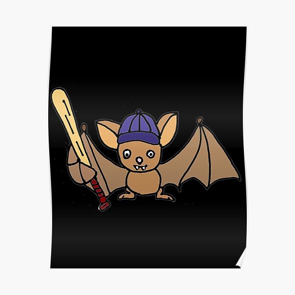"Cool Funny Bat Holding Baseball Bat" Poster for Sale by komardafido ...