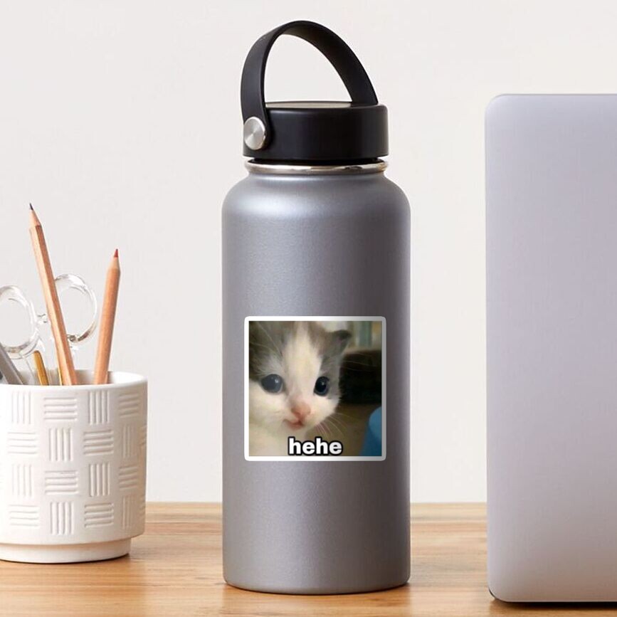 "hehe cat" Sticker for Sale by shannyyyy | Redbubble