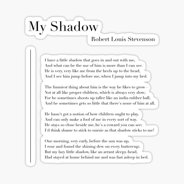 "My Shadow by Robert Louis Stevenson" Sticker for Sale by wisemagpie ...