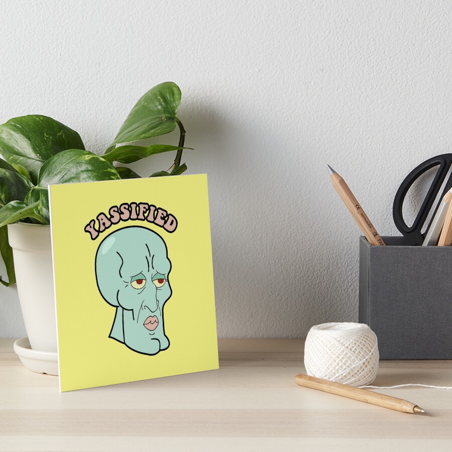 "Yassified Squidward Yassification Meme" Art Board Print by RoseaCaelum ...