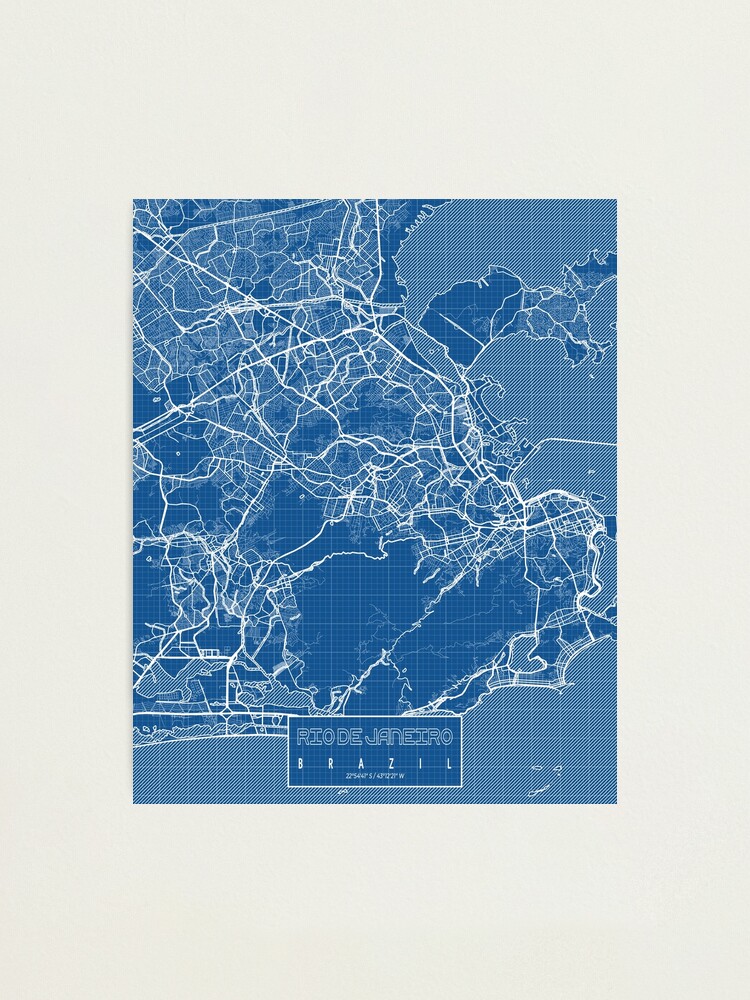 Lámina fotográfica «Mapa de la ciudad de Río de Janeiro de Brasil ...