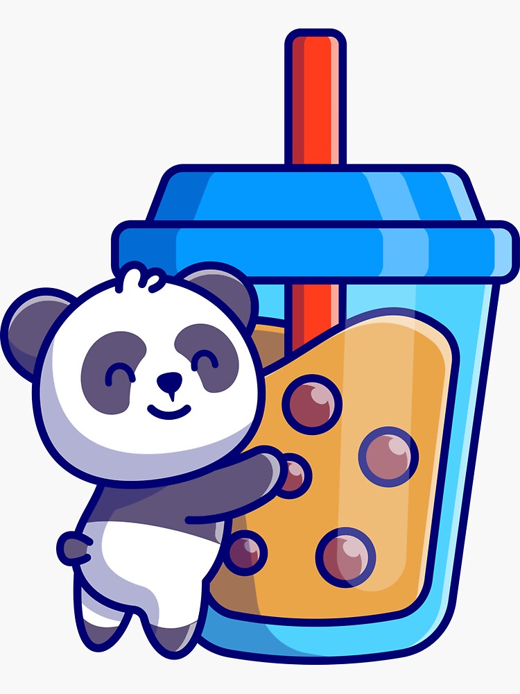 "Panda Bear Boba Bubble Tea Tapioca Pearls Milk Tea" Sticker for Sale ...