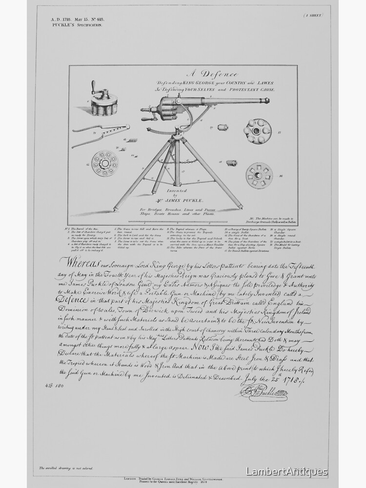 "Puckle’s Portable Gun" Sticker for Sale by LambertAntiques | Redbubble