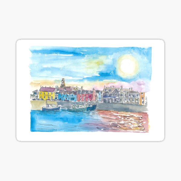"Stornoway Lewis & Harris Hebrides Waterfront Scene" Sticker for Sale ...