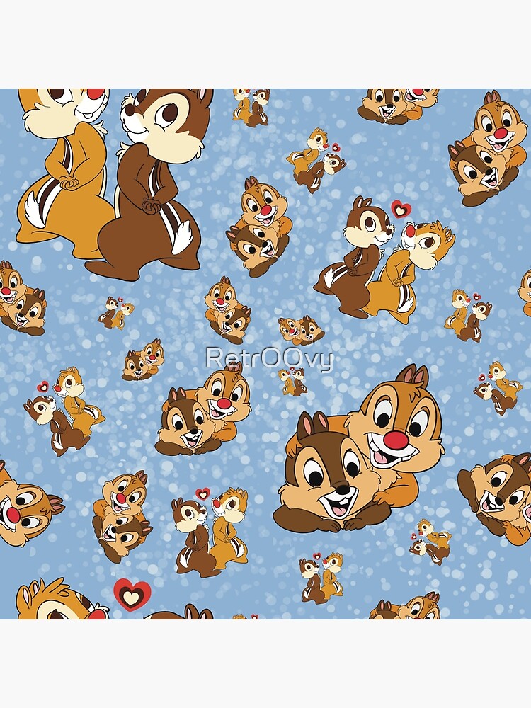 "Chip and Dale Cartoon, Chipmunks Blue Theme Pattern [Seamless Pattern ...