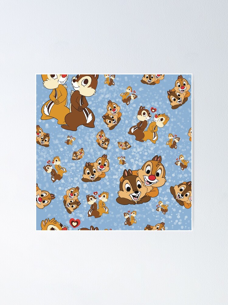 "Chip and Dale Cartoon, Chipmunks Blue Theme Pattern [Seamless Pattern ...