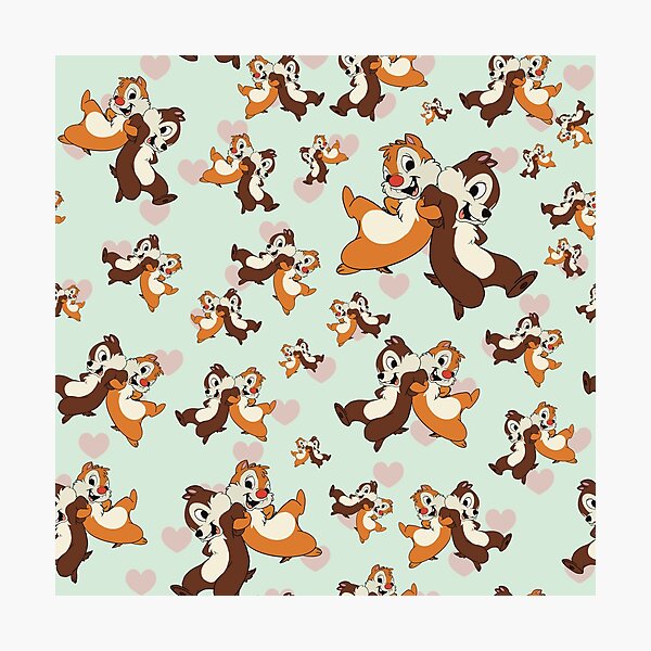 "Chip and Dale Cartoon, Hugging Chipmunks, In Arms Pattern [Seamless ...