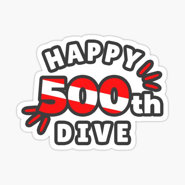 "Happy 500th Dive" Sticker by StudioAquaLumos | Redbubble