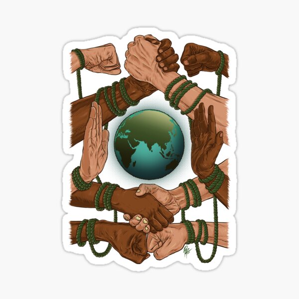 "ONE WORLD" Sticker by brainboxz | Redbubble