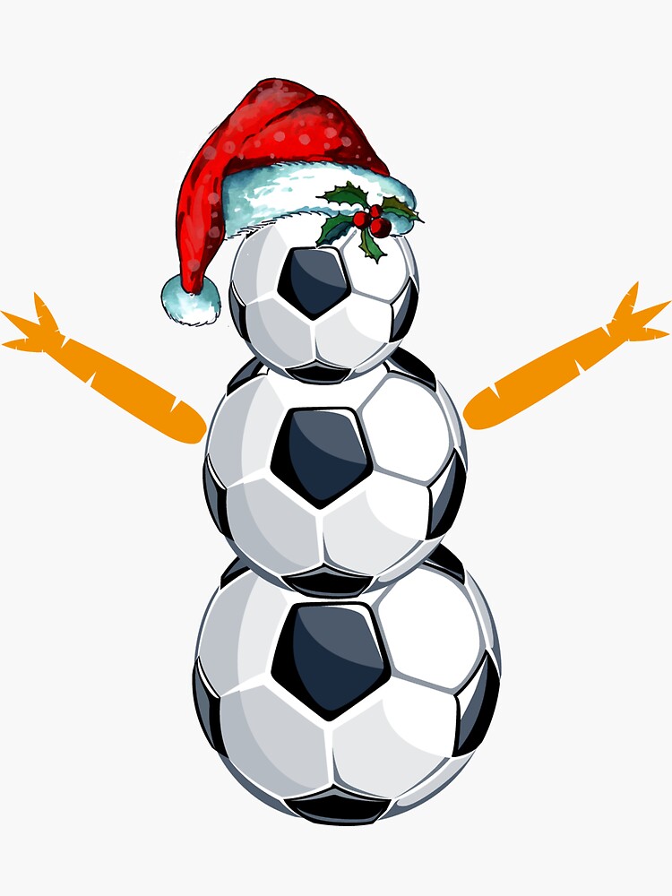 "Snowman Football Soccer with Carrot Hands Christmas Pajama" Sticker ...