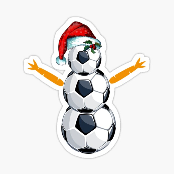 "Snowman Football Soccer with Carrot Hands Christmas Pajama" Sticker ...