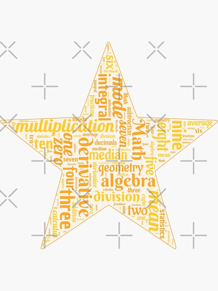 "Math Word Cloud (Star)" Sticker for Sale by Obitez | Redbubble