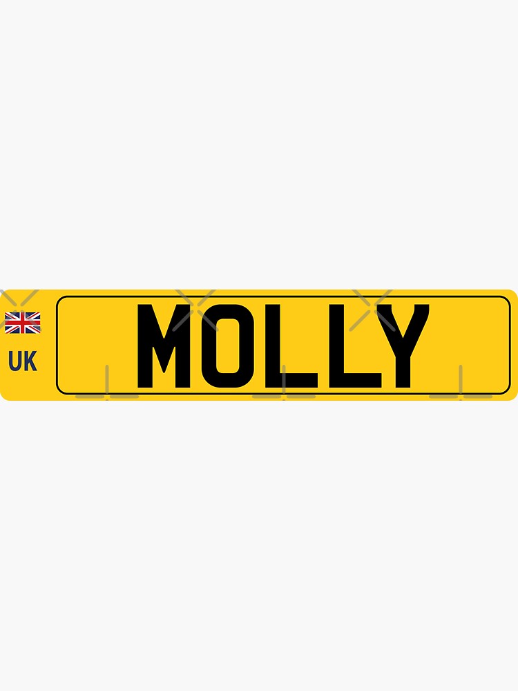 "Molly name - UK registration plate" Sticker by NameTheory | Redbubble