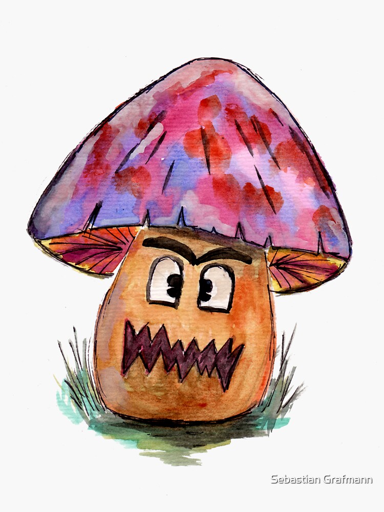 "Mean Monobrow Mushroom" Sticker for Sale by Zeichenbloq | Redbubble
