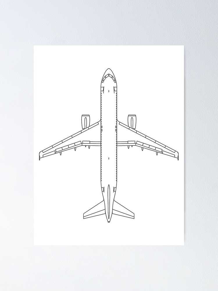 "Airbus A320 Black Line Top View" Poster for Sale by magazinecombate ...