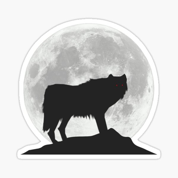 "Howling Full Moon Forest Animal Wildlife Gift Moonlight Wolf" Sticker ...