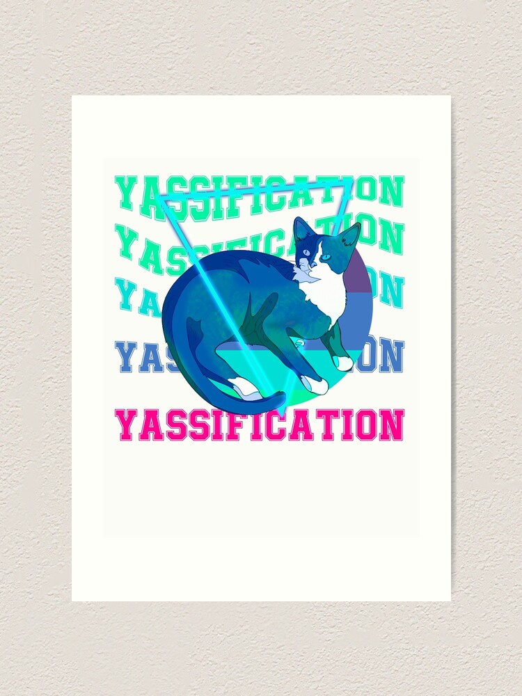 "yassification Funny Retro Cat meme " Art Print for Sale by ...