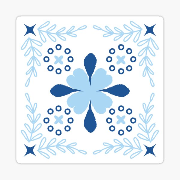 "Mediterranean Tile Blue & White Beautiful Sicilian Ceramic" Sticker ...