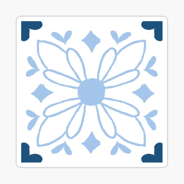 "Mediterranean Tile Blue & White Beautiful Sicilian Ceramic" Sticker ...