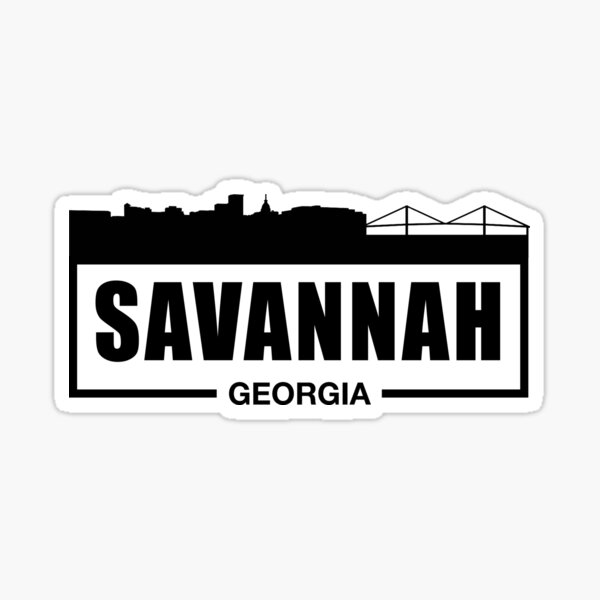 "Savannah Georgia Downtown City Skyline Silhouette " Sticker for Sale ...