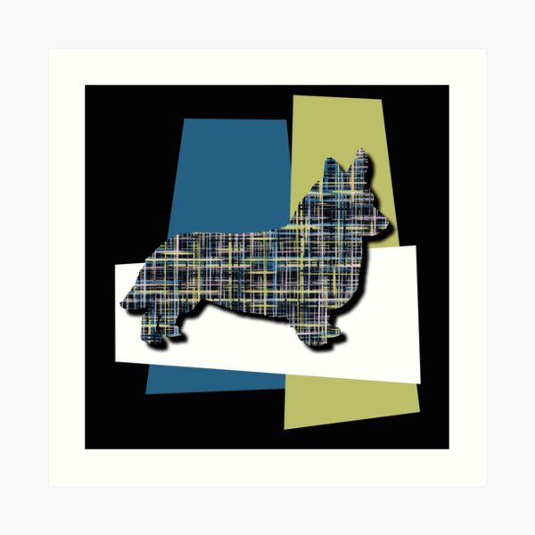 "Tricolour Welsh Corgi Grid Dog Silhouette " Art Print for Sale by ...