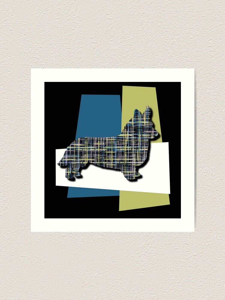 "Tricolour Welsh Corgi Grid Dog Silhouette " Art Print for Sale by ...