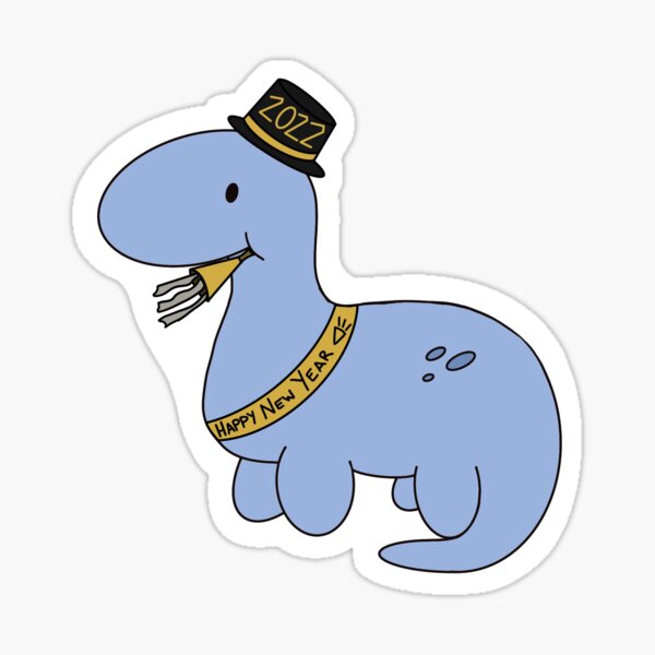 "Happy New Year Riley the Dinosaur" Sticker by ZynosaurDesign | Redbubble