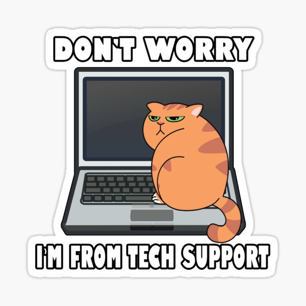 "Cat Tech Support" Sticker by Tribal-Moon | Redbubble