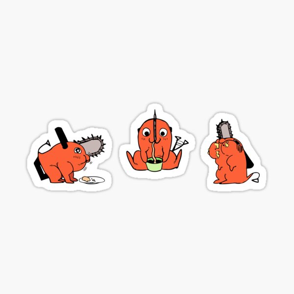 "Funny Pochita Eating Chainsaw Man" Sticker for Sale by THEMADBRUSH ...