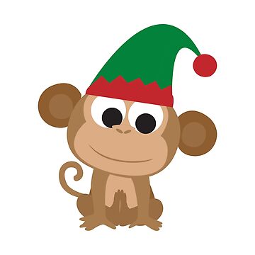 "Christmas Elf Monkey" Sticker for Sale by Eggtooth | Redbubble