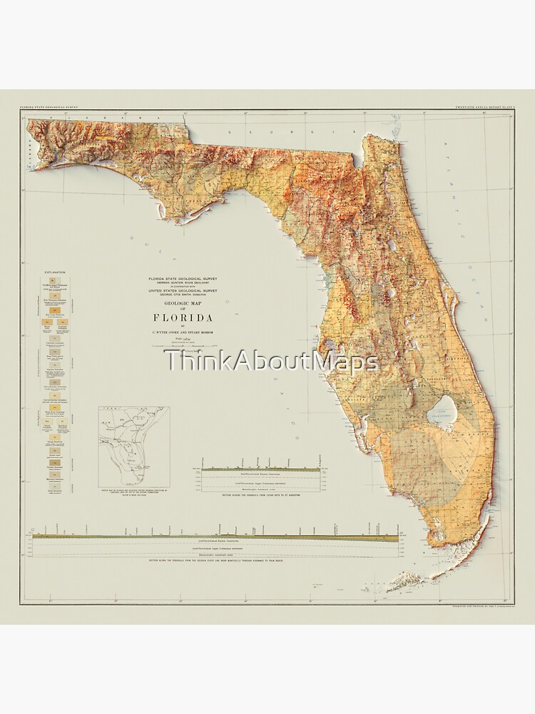 "1929 Florida Relief Map 3D digitally-rendered" Sticker for Sale by ...