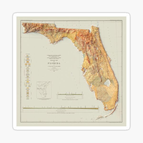 "1929 Florida Relief Map 3D digitally-rendered" Sticker for Sale by ThinkAboutMaps | Redbubble