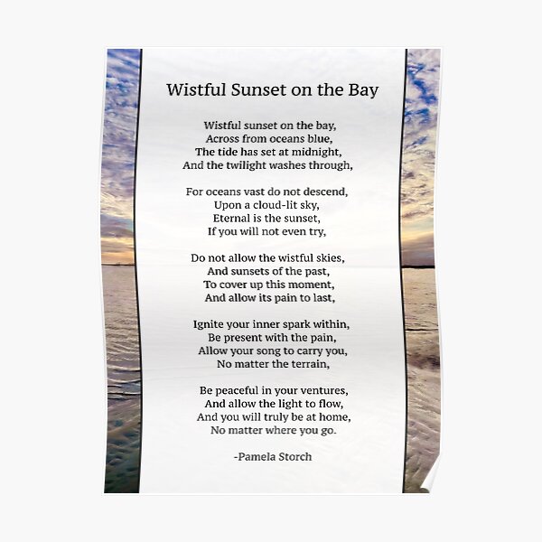 "Wistful Sunset on the Bay Poem" Poster by PamelaStorch | Redbubble